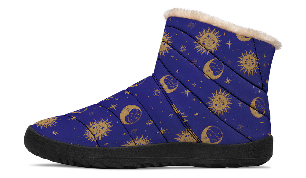 Sun Moon And Stars Faux Fur Ankle Boots – Offbeat Sweetie