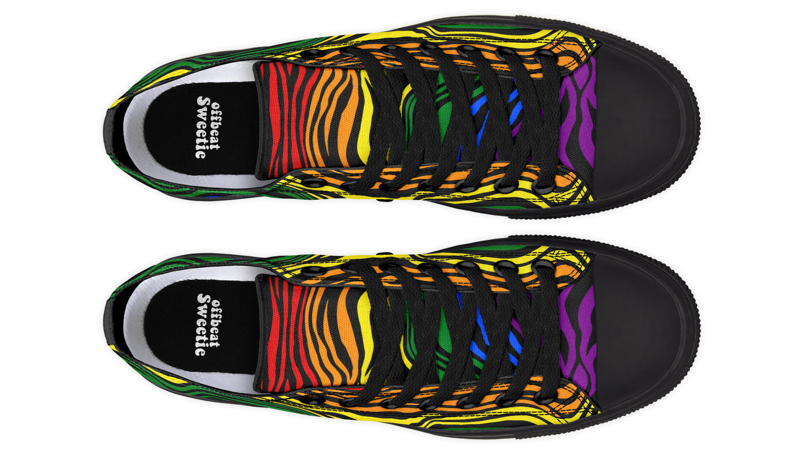 Rainbow Zebra Low Tops – Offbeat Sweetie